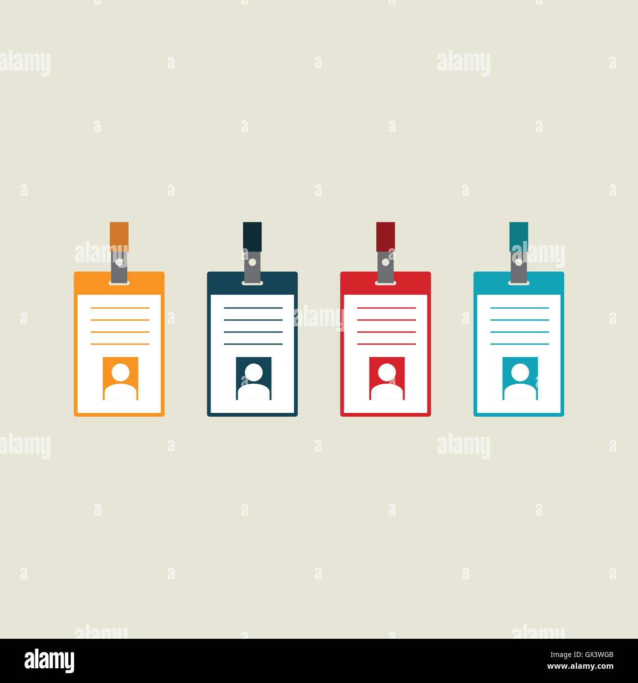 Badge identification card, collection of identification label flat ...