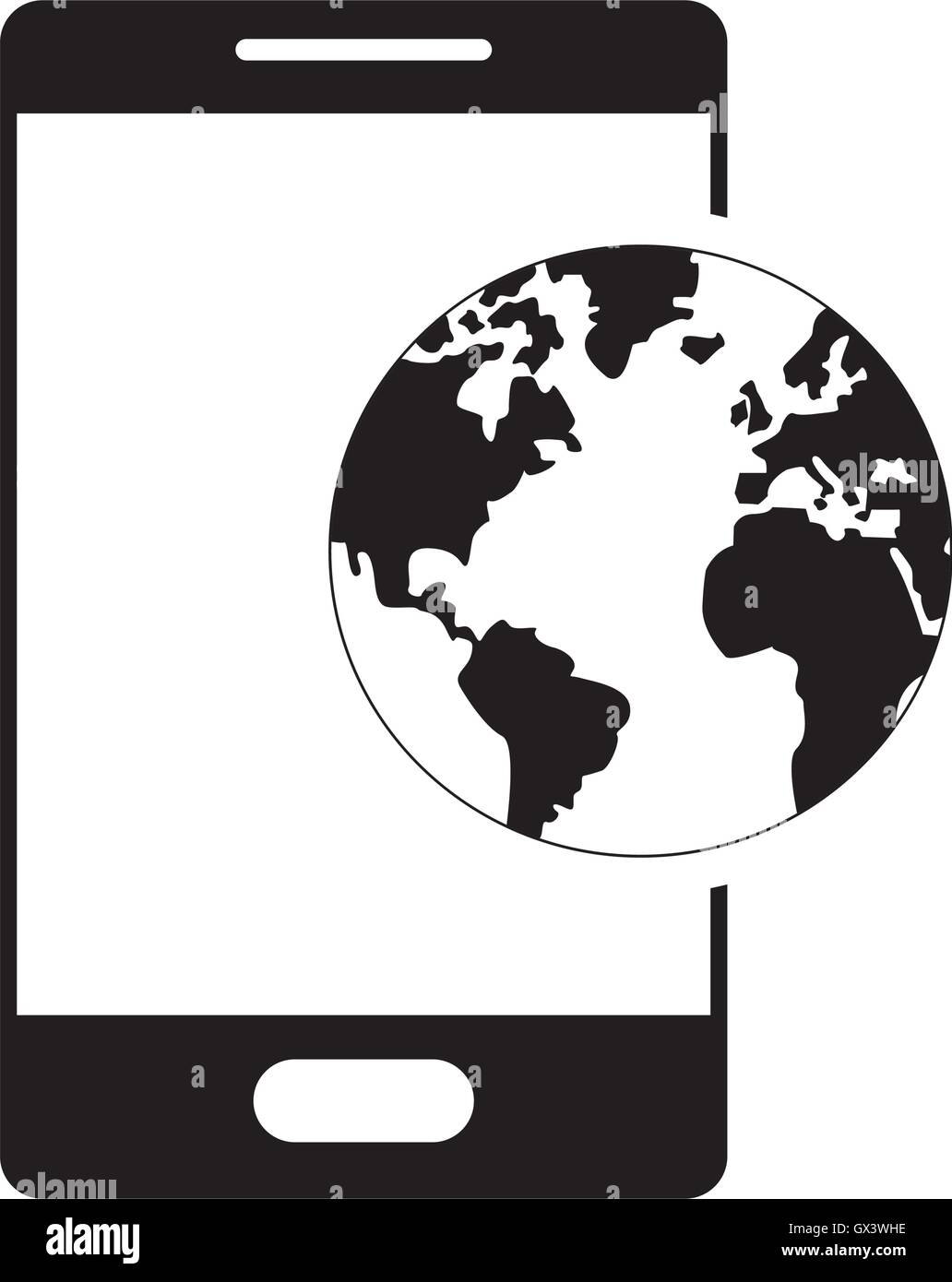 modern cellphone and earth globe icon Stock Vector Image & Art - Alamy