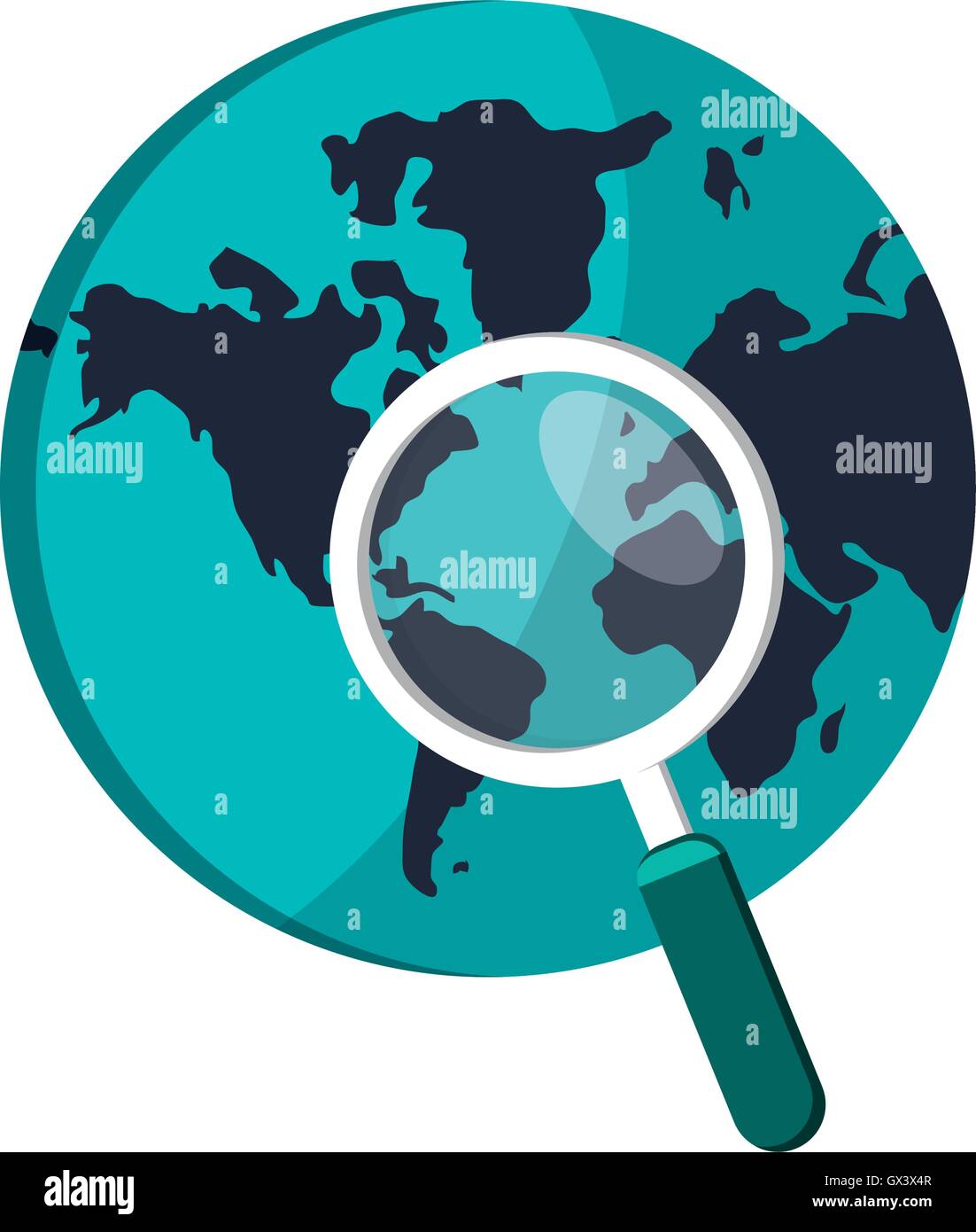 earth globe and magnifying glass icon Stock Vector Image & Art - Alamy