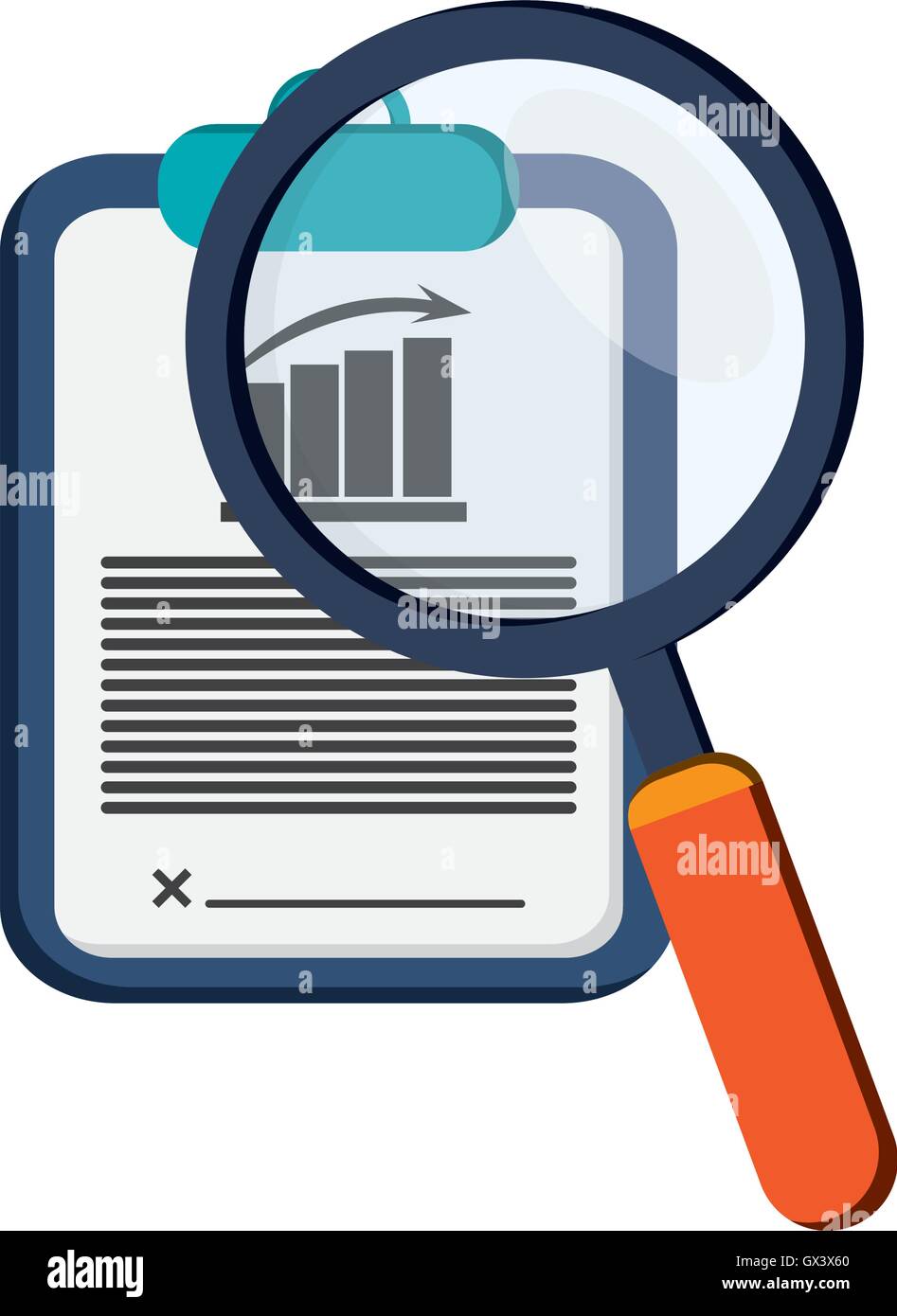 graph chart and magnifying glass icon Stock Vector Image & Art - Alamy