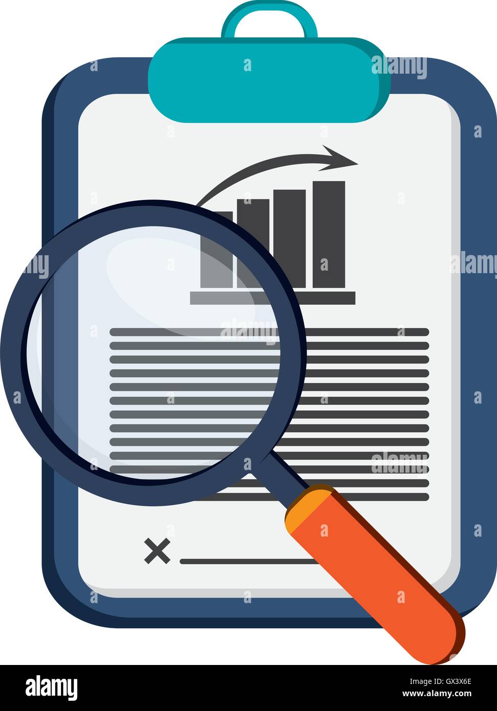 graph chart and magnifying glass icon Stock Vector Image & Art - Alamy