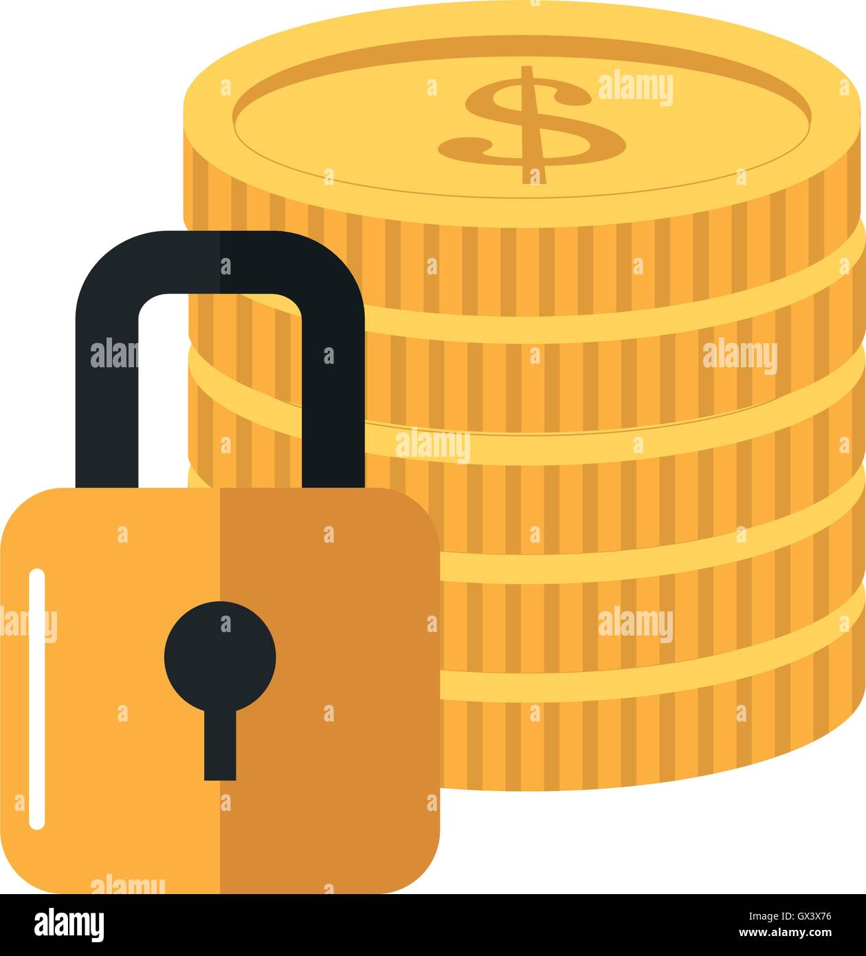 safety lock and coins icon Stock Vector Image & Art - Alamy