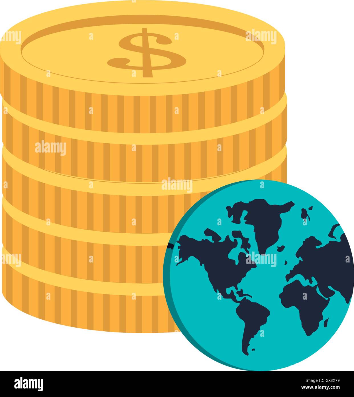 coin and earth globe icon Stock Vector Image & Art - Alamy