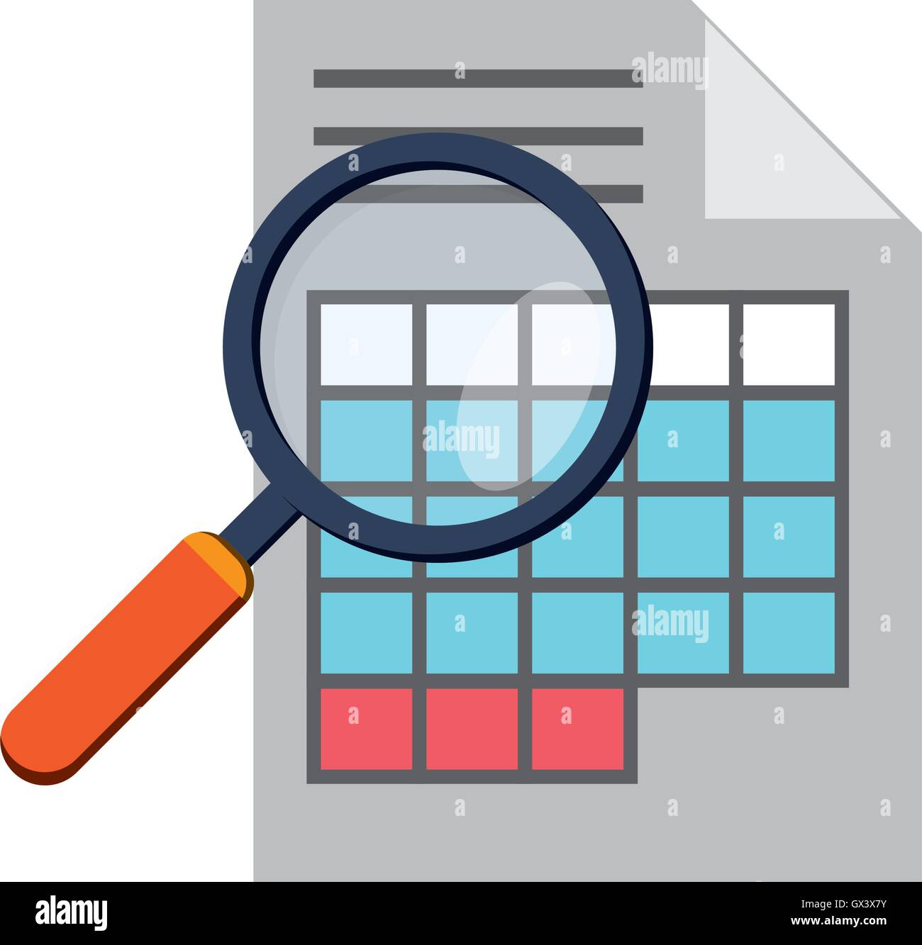 graph chart and magnifying glass icon Stock Vector Image & Art - Alamy
