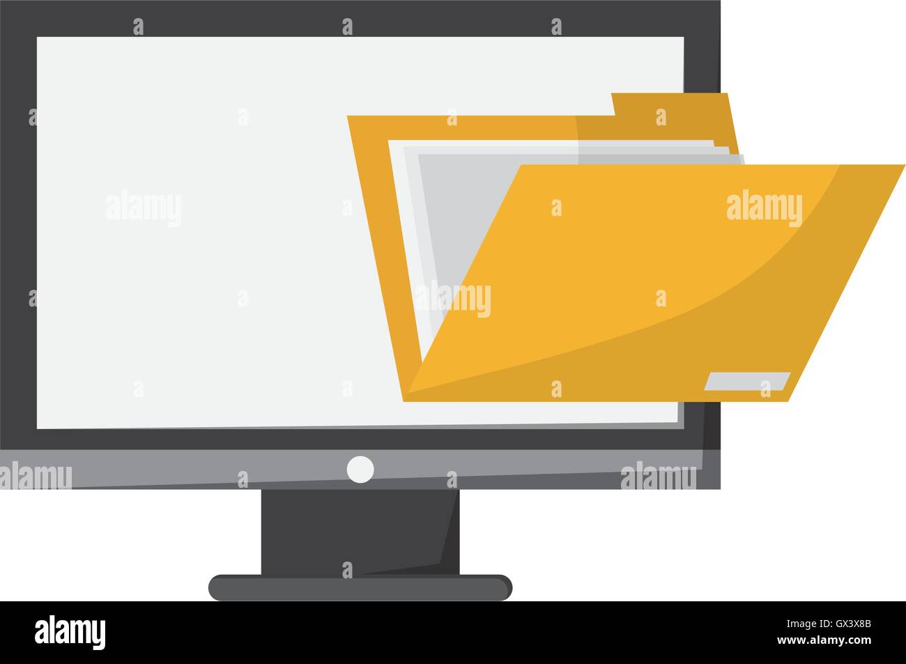 computer monitor and file folder icon Stock Vector Image & Art - Alamy