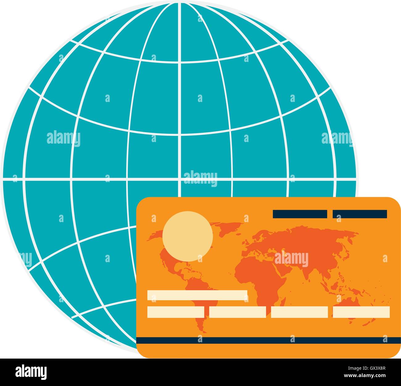 earth globe diagram and credit card icon Stock Vector Image & Art - Alamy