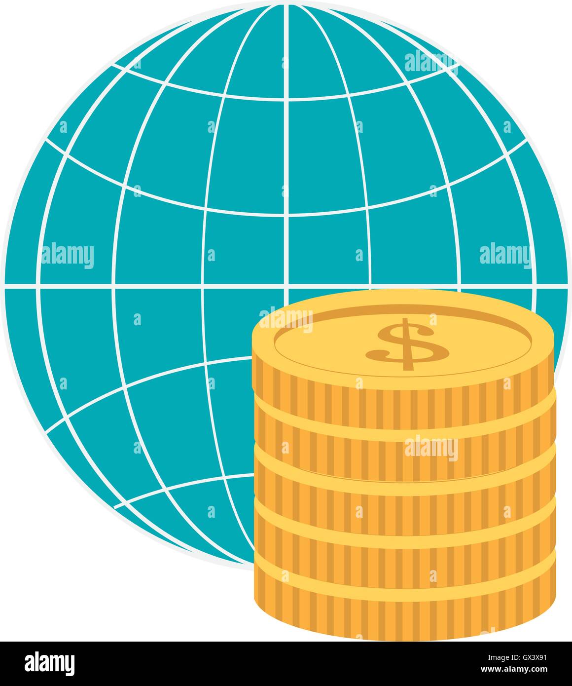 earth globe diagram and coins icon Stock Vector Image & Art - Alamy