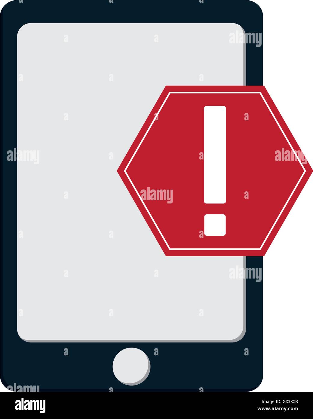 modern cellphone and warning sign icon Stock Vector Image & Art - Alamy