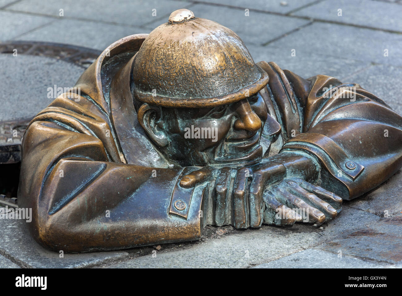 Bratislava statues Canal worker statue by Viktor Hulik Laurinska Street ...