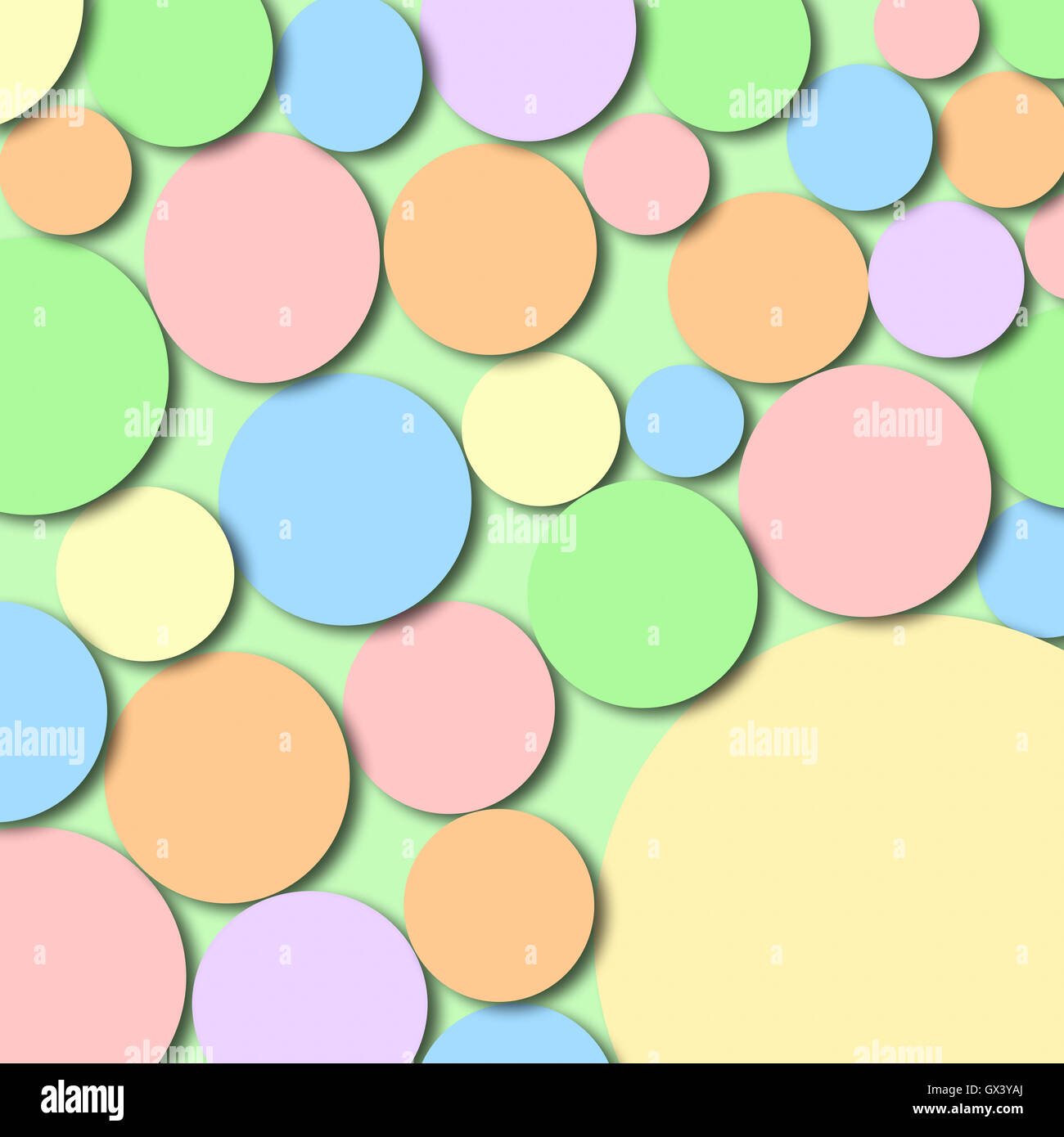 Circles Mixed Pastel Colors Green Background Stock Photo - Alamy