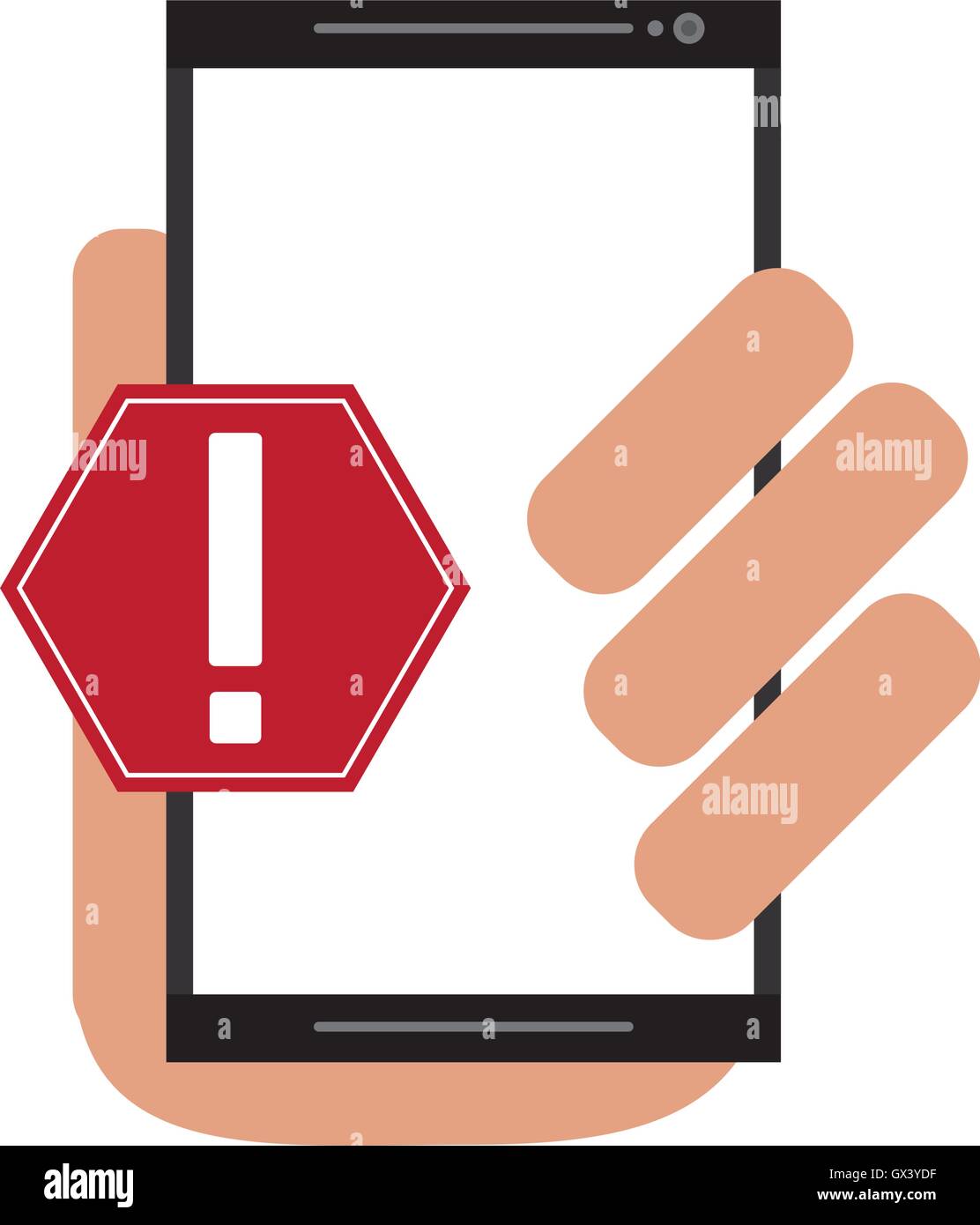 modern cellphone and warning sign icon Stock Vector Image & Art - Alamy