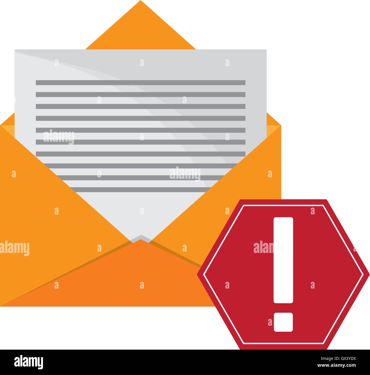 message envelope and warning sign icon Stock Vector Image & Art - Alamy