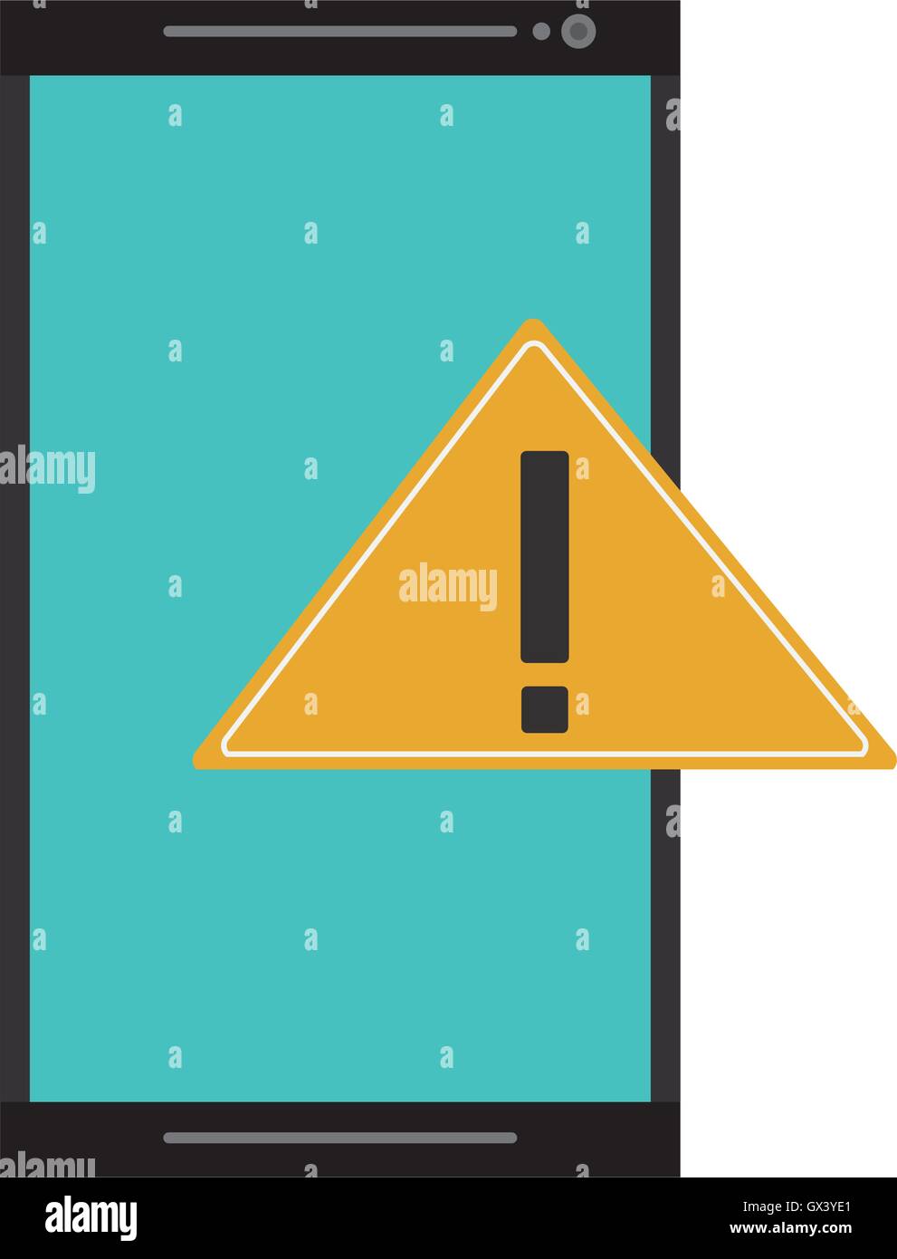 modern cellphone and warning sign icon Stock Vector Image & Art - Alamy