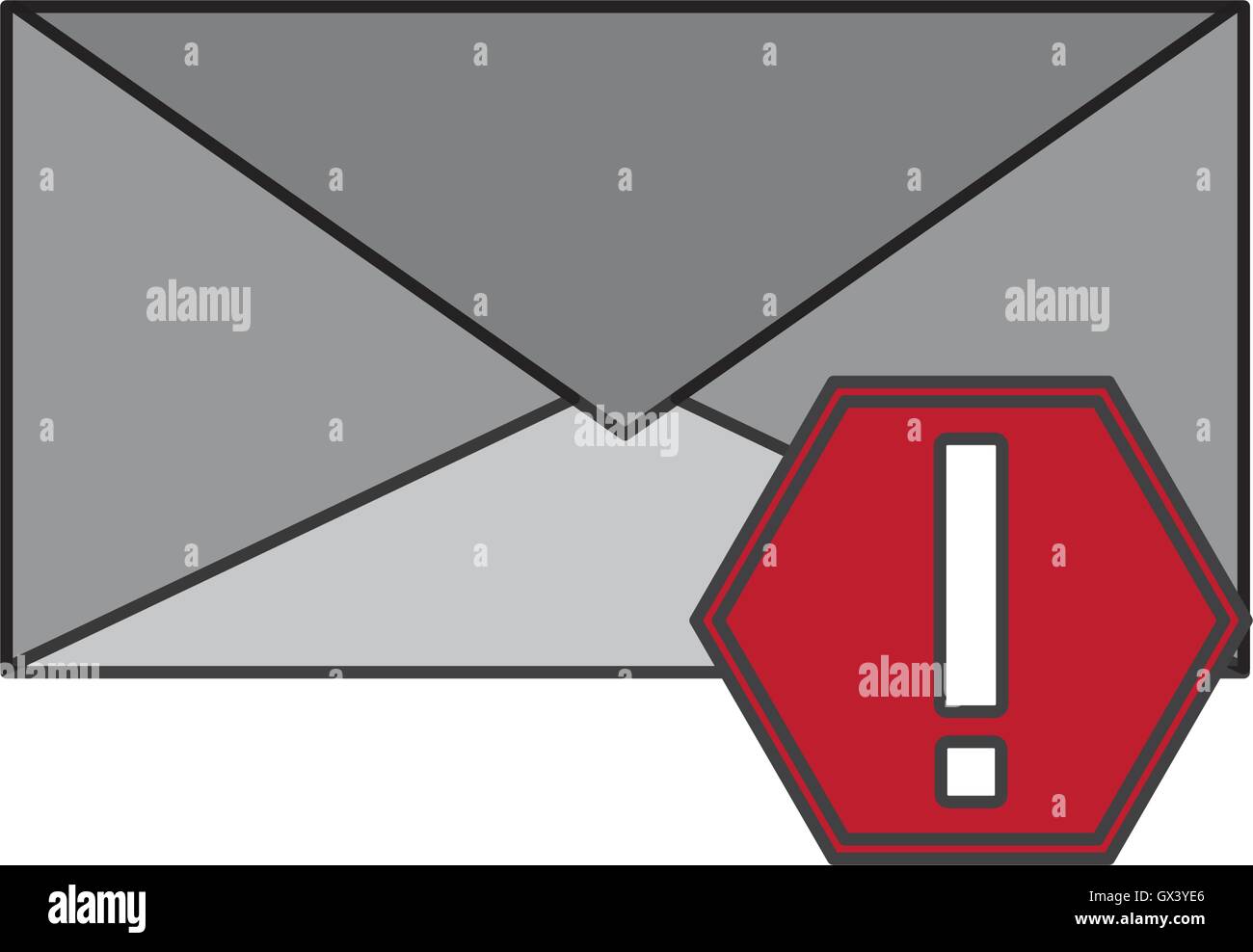 message envelope and warning sign icon Stock Vector Image & Art - Alamy