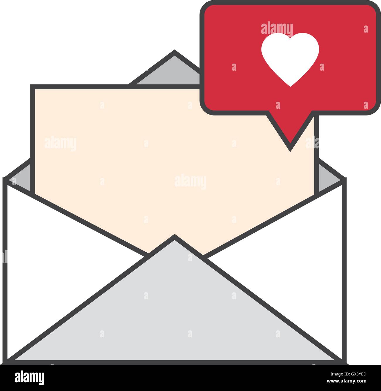 message envelope and heart notification icon Stock Vector Image & Art ...
