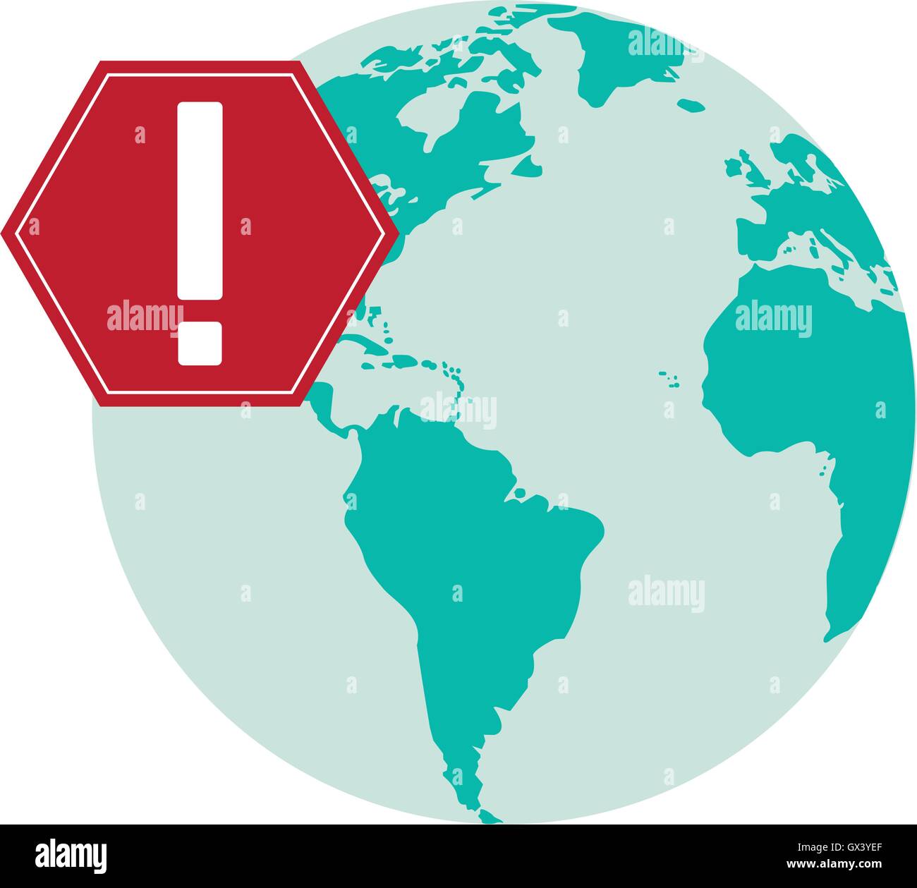 earth globe and warning sign icon Stock Vector Image & Art - Alamy