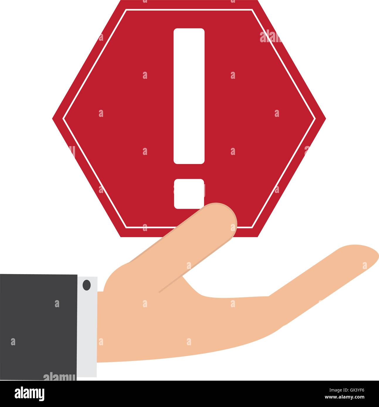 hand holding warning sign icon Stock Vector Image & Art - Alamy