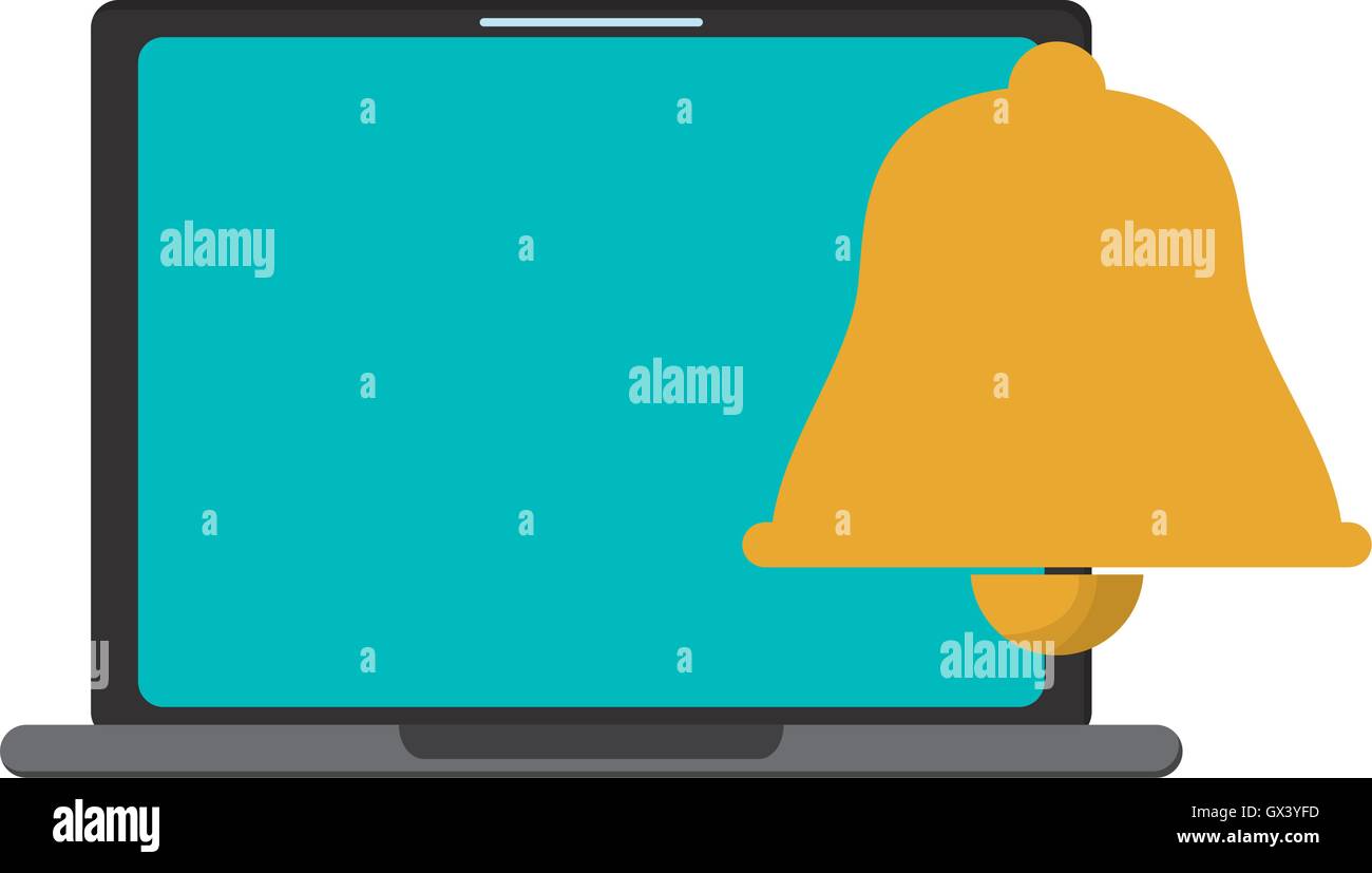 computer and bell notification icon Stock Vector Image & Art - Alamy