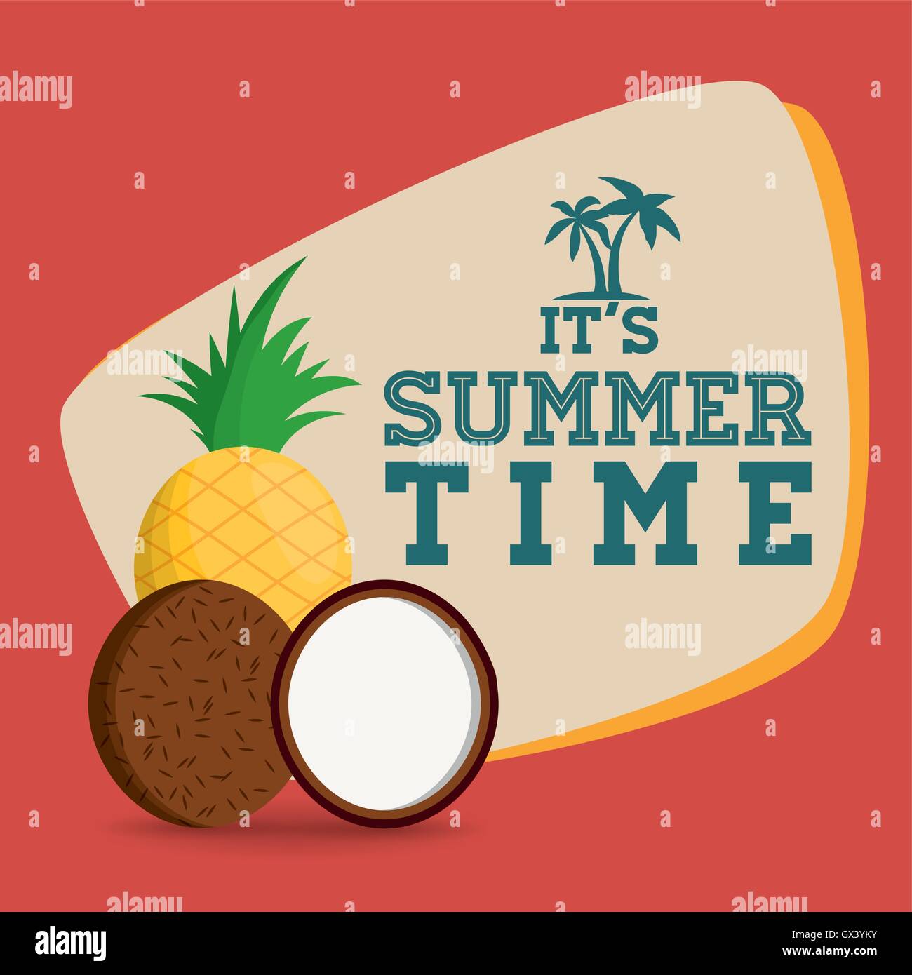 Coconut pineapple fruit and summer concept Stock Vector Image & Art - Alamy