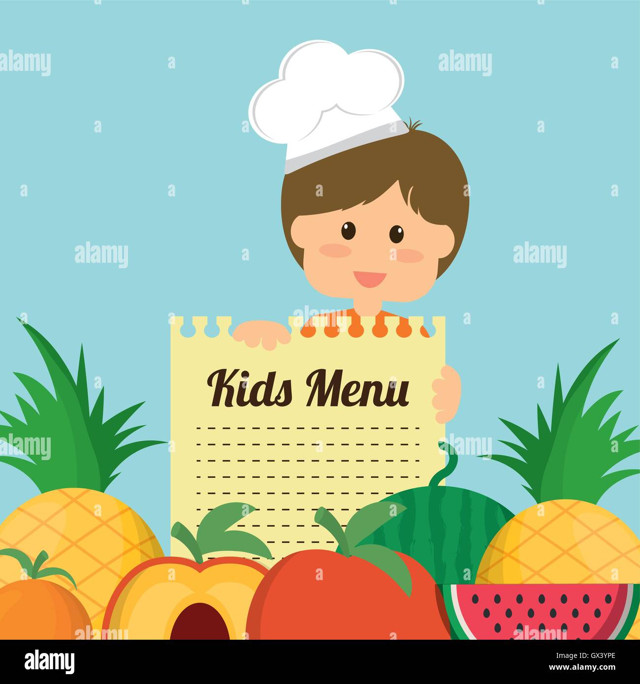 Boy fruits kids menu Stock Vector Images - Alamy
