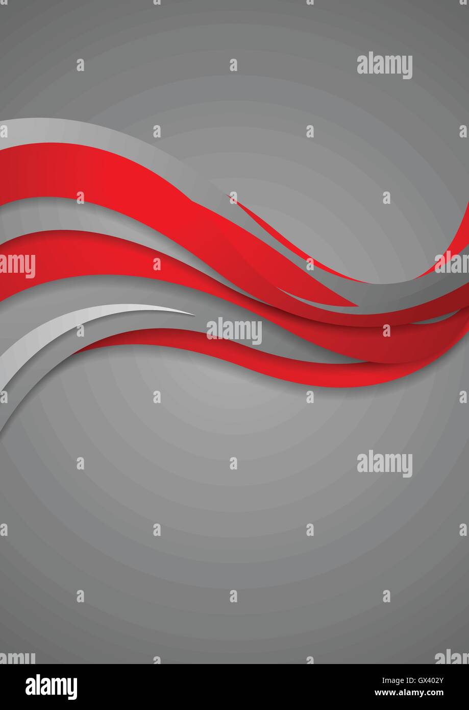 Bright red grey wavy abstract corporate background. Vector graphic ...