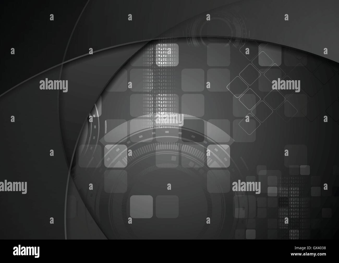 Black tech wavy abstract background. Vector illustration Stock Vector ...