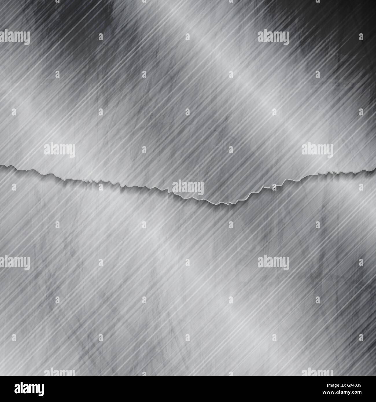 Grunge metallic wall texture with ragged edge. Vector tech silver ...