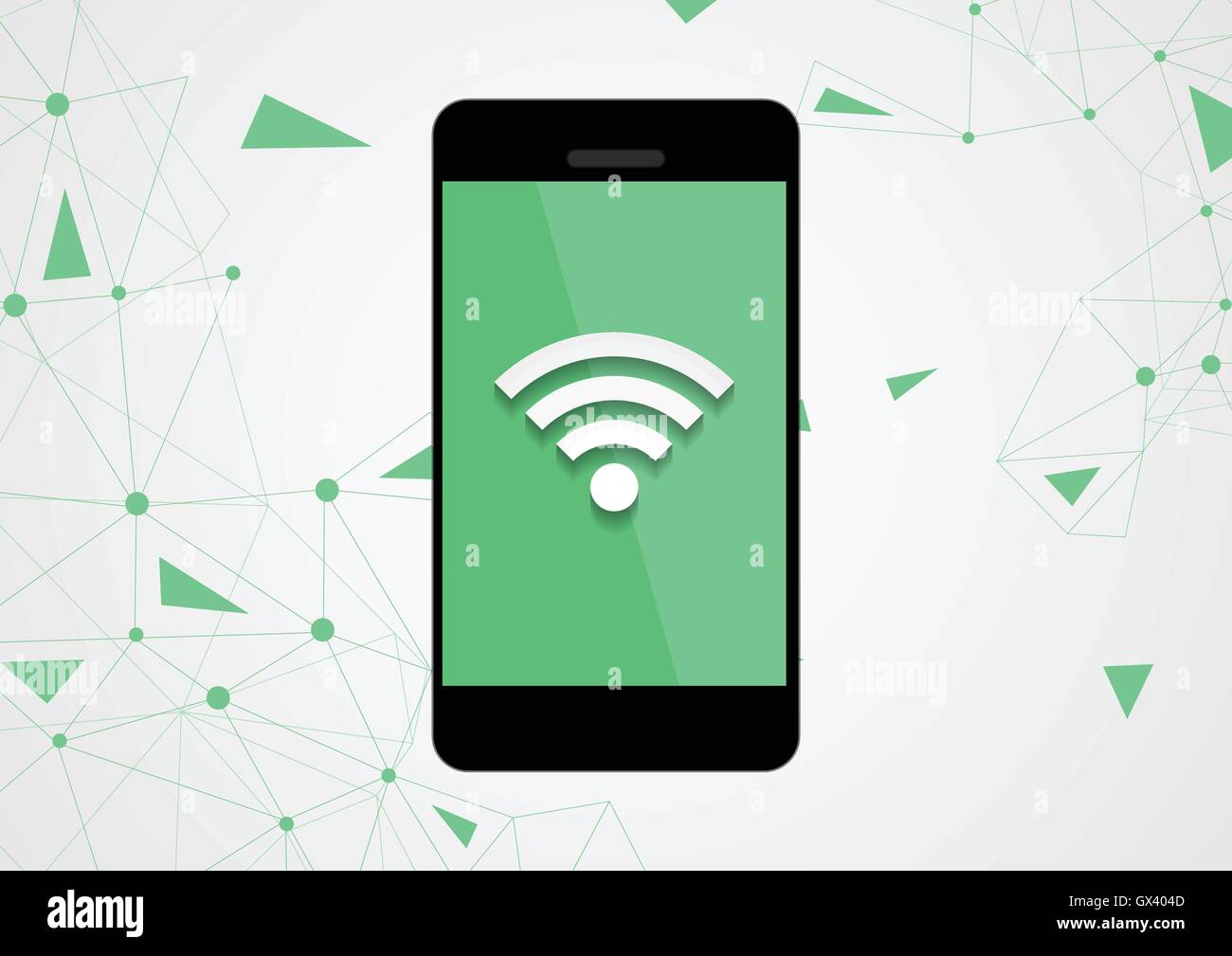 Wifi connection by mobile phone tech background. Vector wireless ...