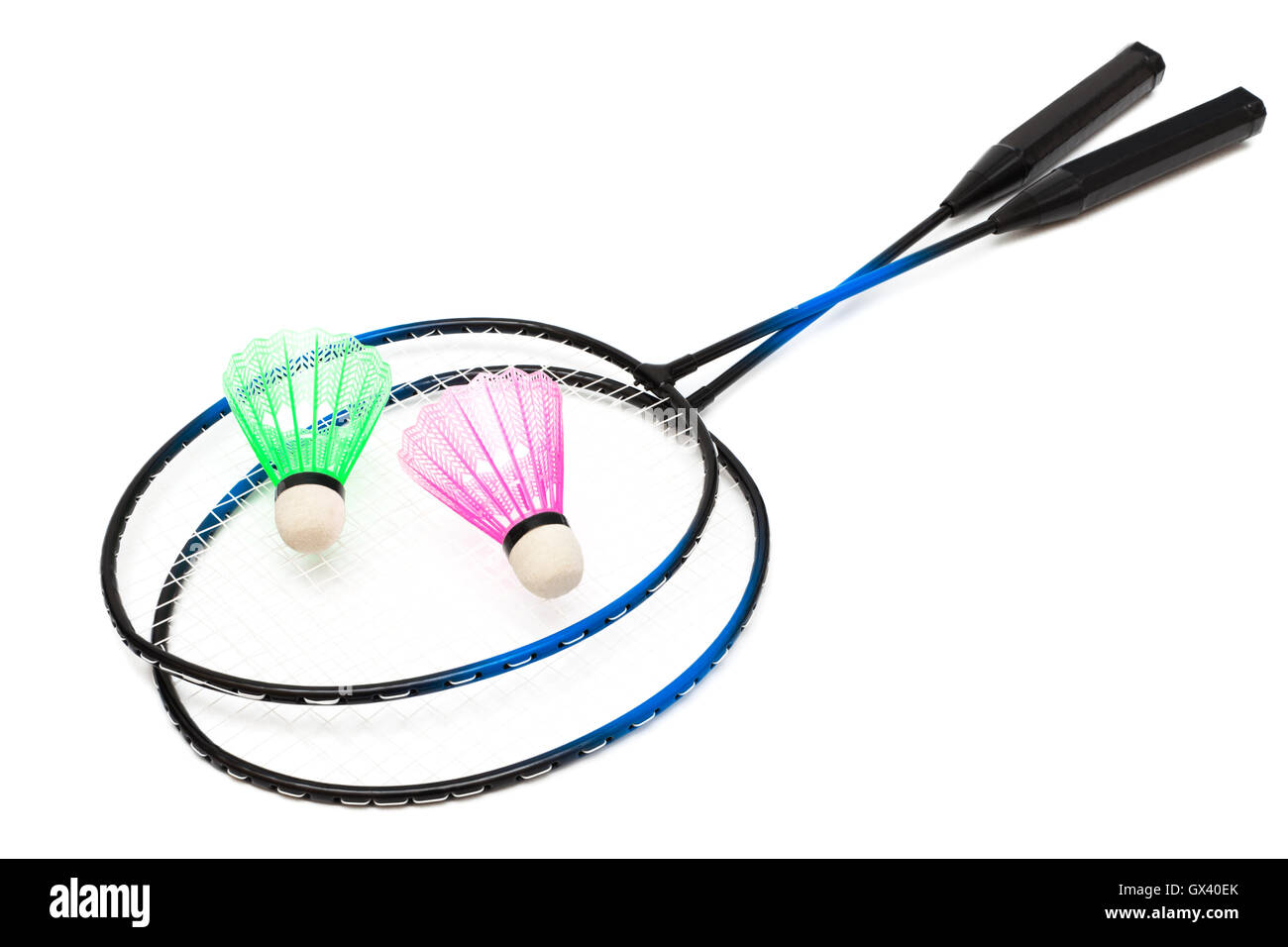 racket and shuttlecock badminton on a white background Stock Photo - Alamy