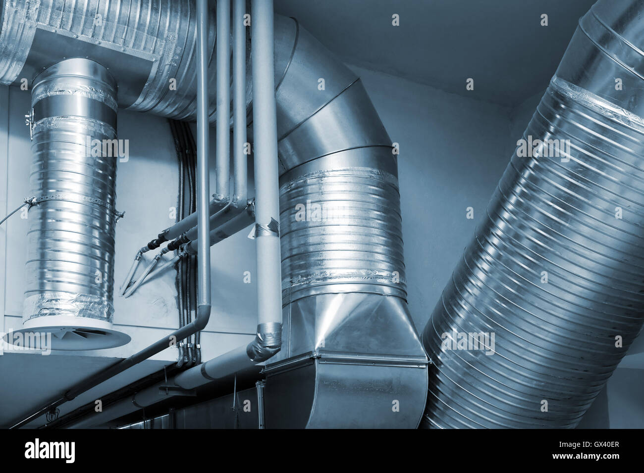 System of ventilating pipes at a modern factory Stock Photo - Alamy
