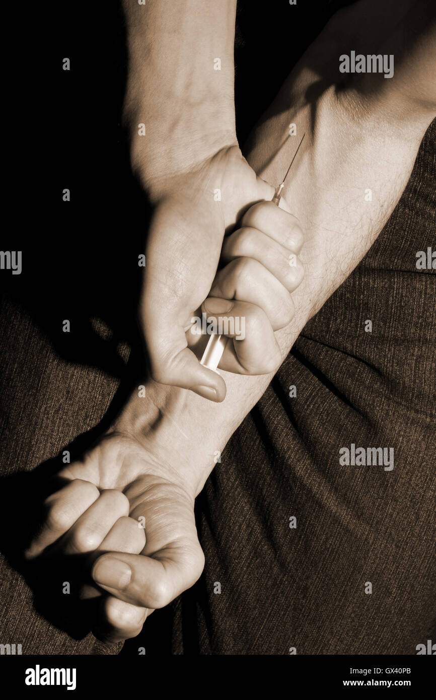 Injection of a drug in a vein Stock Photo - Alamy