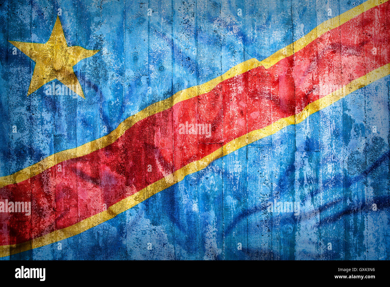 Grunge style of Congo flag on a brick wall for background Stock Photo ...