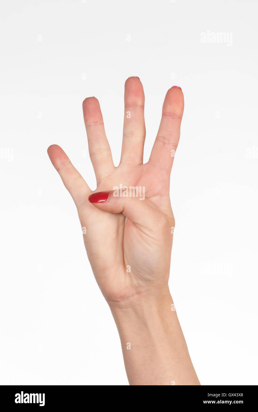 Hand four fingers cutout hi-res stock photography and images - Alamy