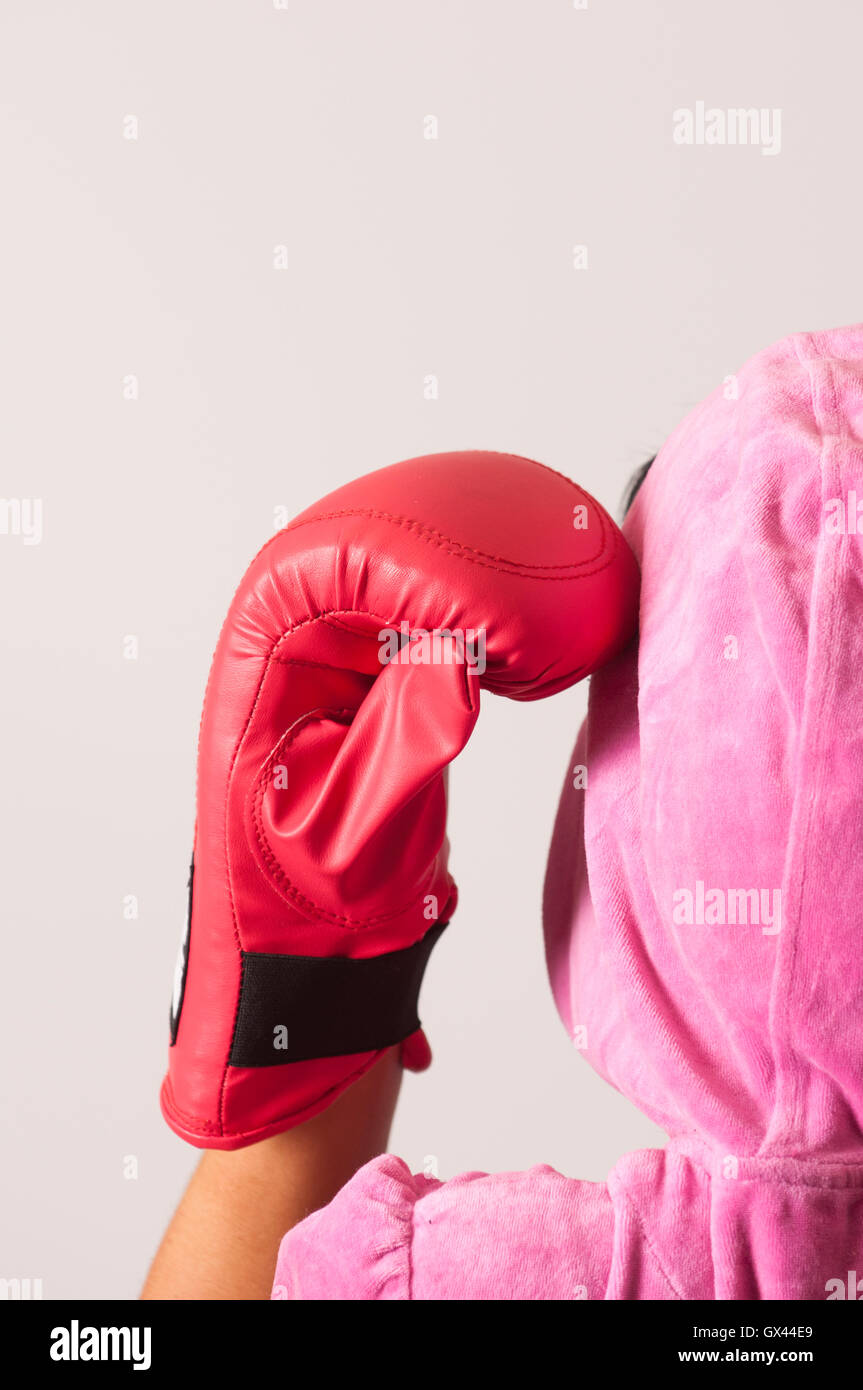 Rear view of a hooded female boxer Stock Photo - Alamy