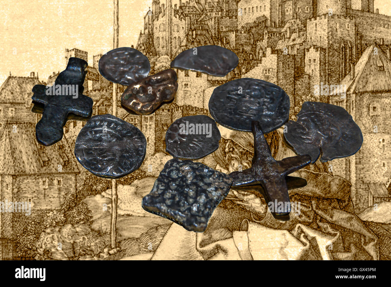 Symbols medieval silver coins hi-res stock photography and images - Alamy