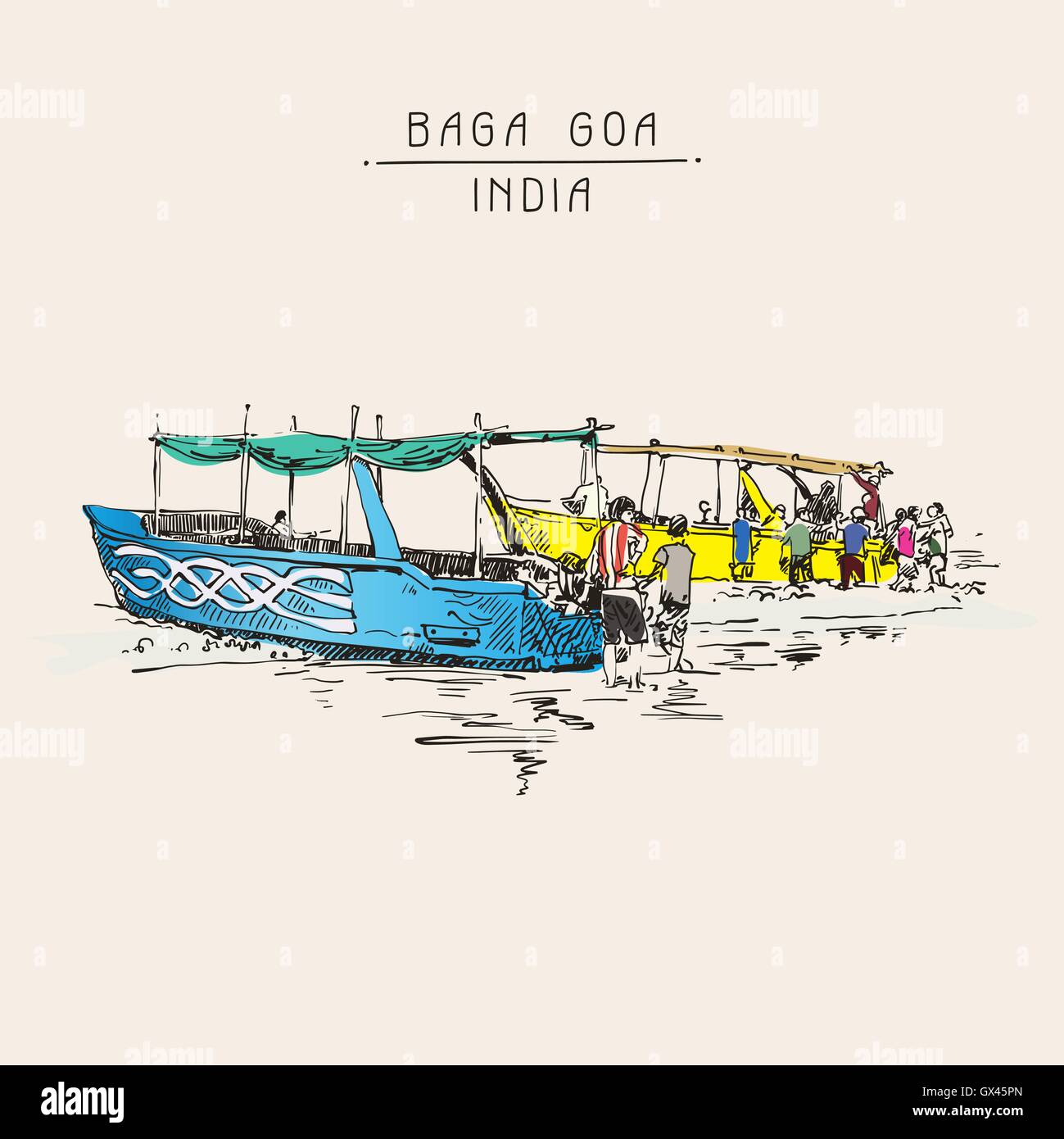 Fishing boat coast goa Stock Vector Images - Alamy