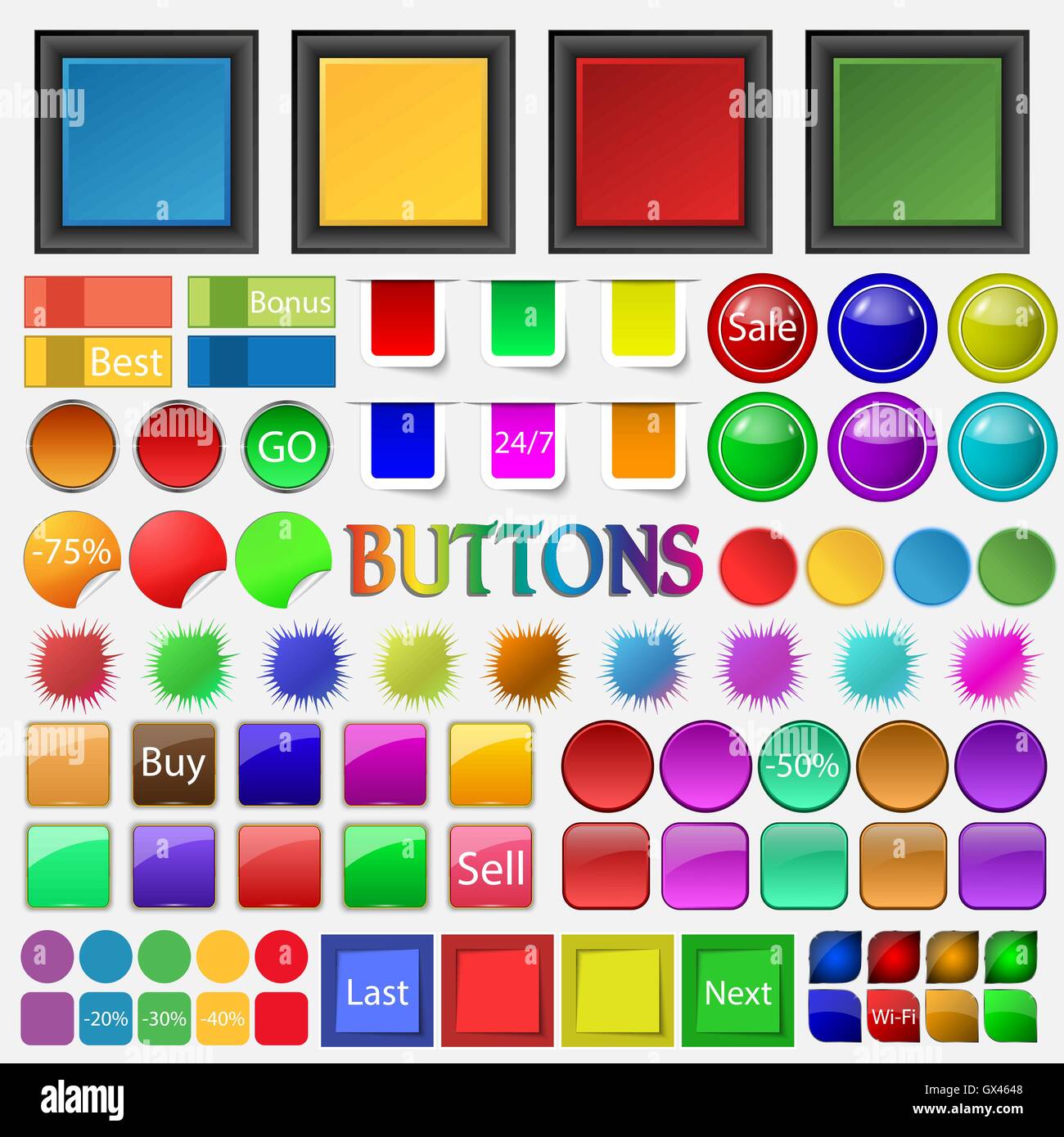 gun, ladder pointer traffic icon. Big set buttons for your site. Vector ...