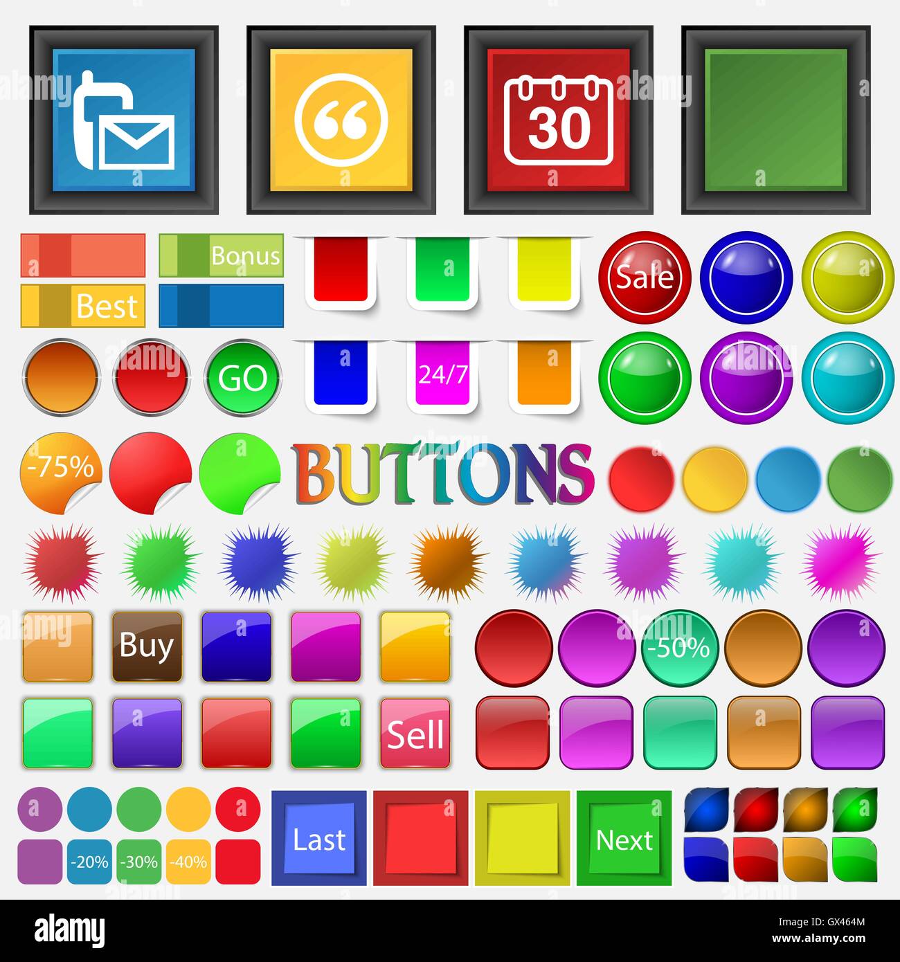 sms , quotes , calendar , word processing document icon. Big set ...