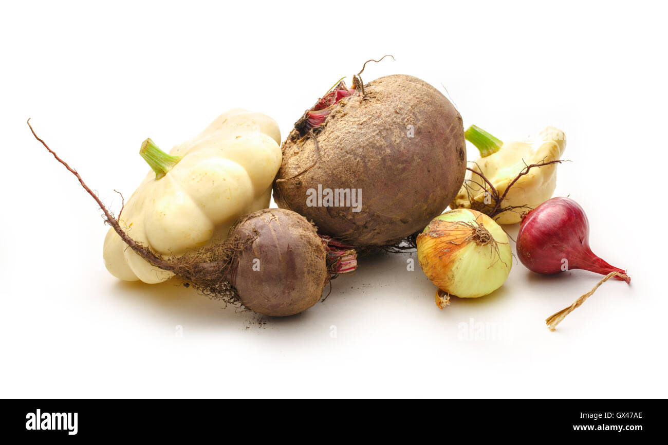 Fresh vegetables on white background in closeup Stock Photo - Alamy