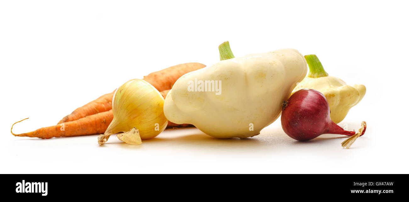 Fresh vegetables on white background in closeup Stock Photo - Alamy