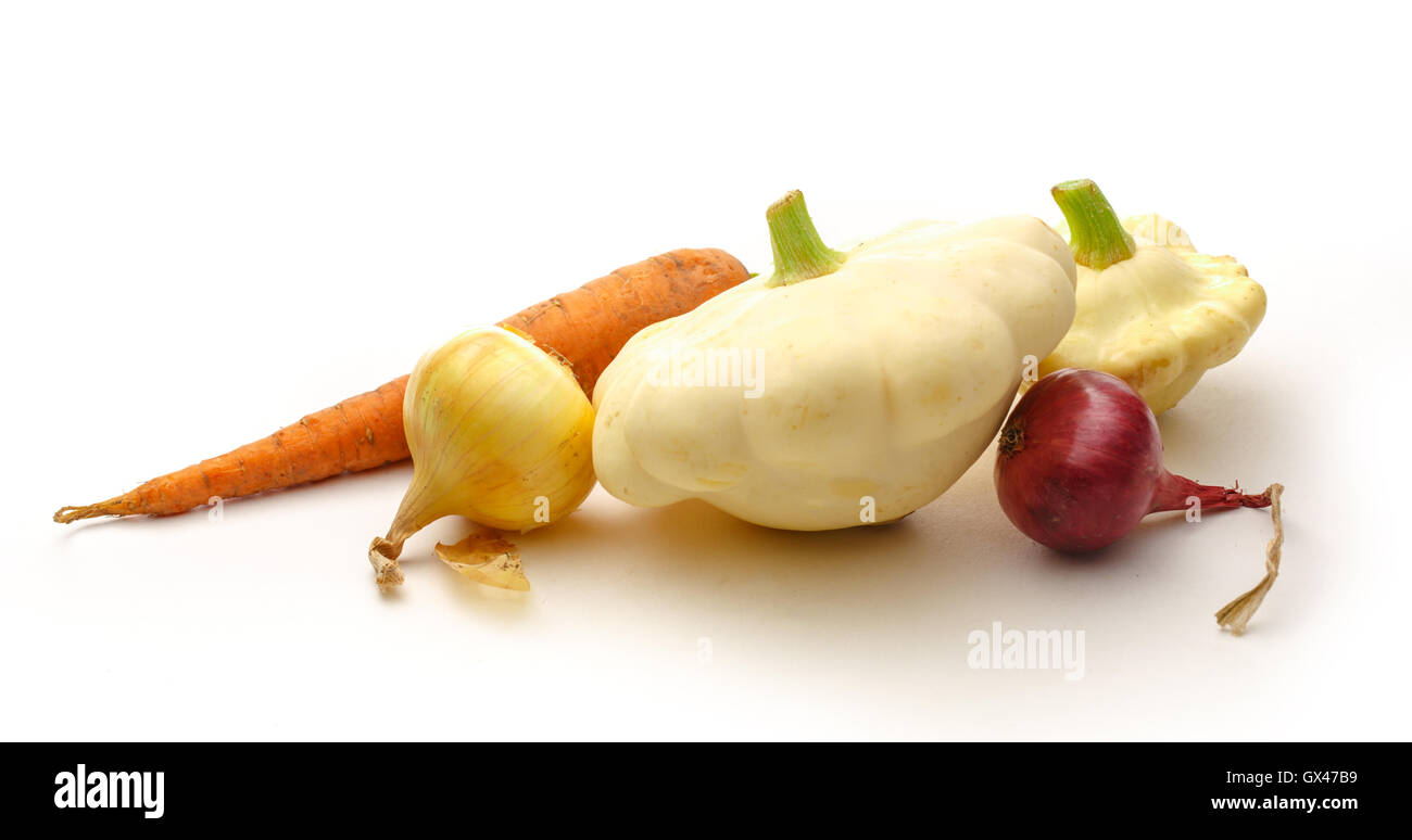 Fresh vegetables on white background in closeup Stock Photo - Alamy
