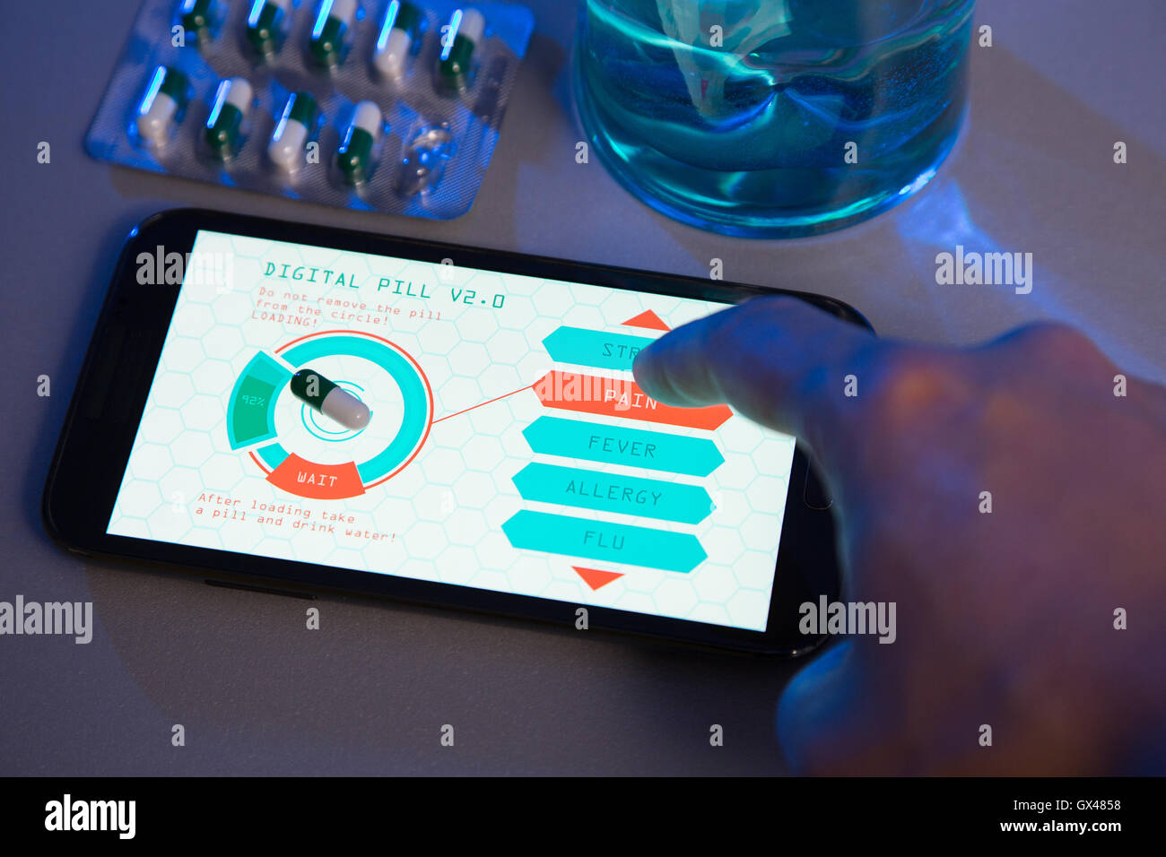 Futuristic medicine concept, choose your pill type on high-tech Stock ...