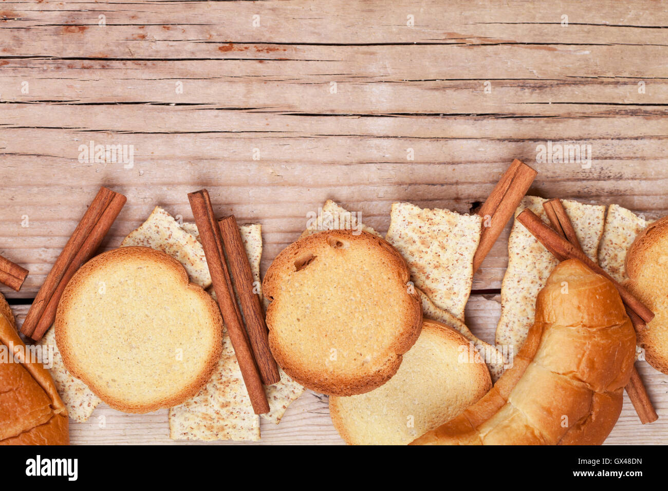 crackers, cinnamon sticks and fresh croissants Stock Photo - Alamy