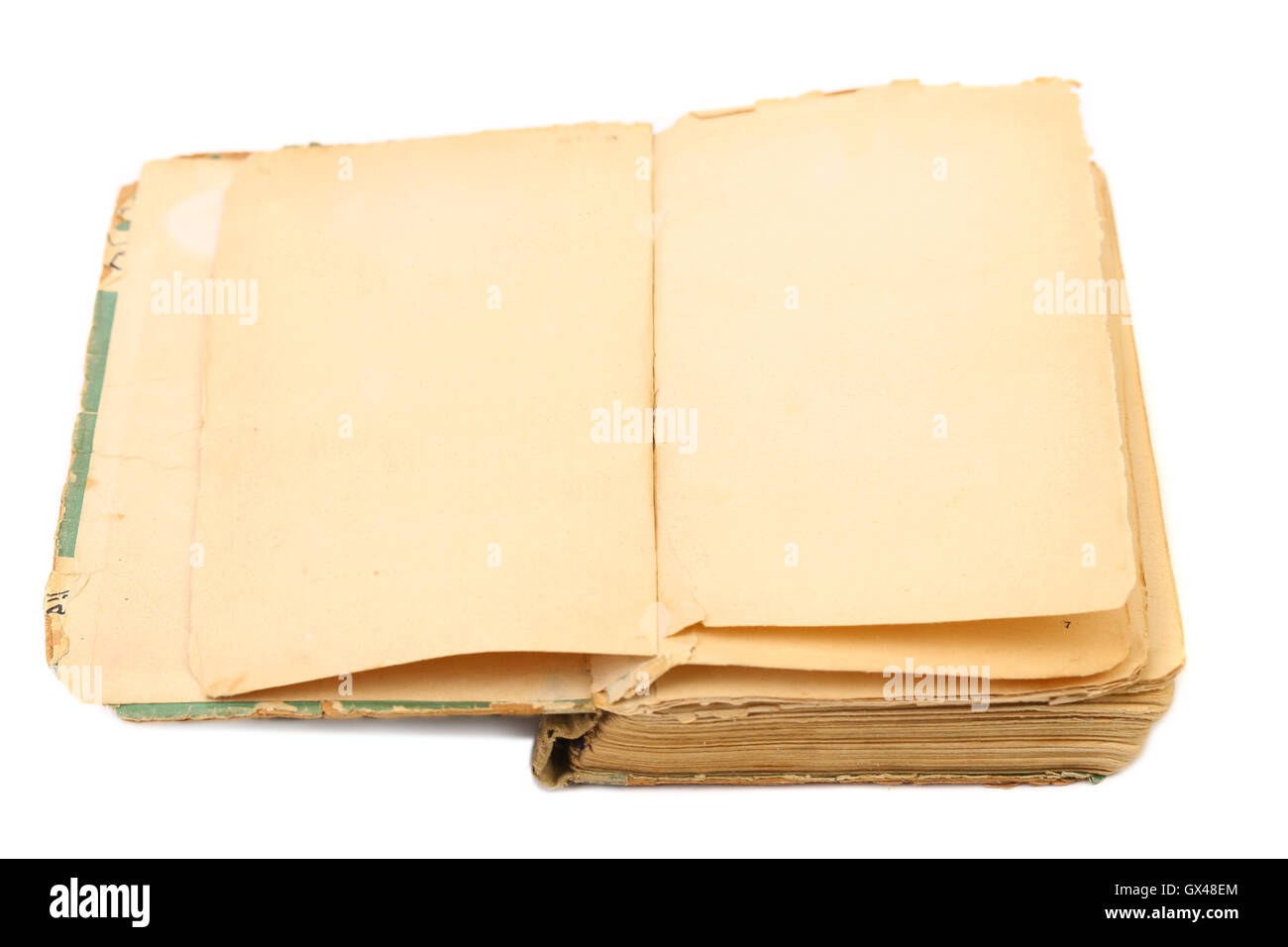 Opened old book Stock Photo - Alamy