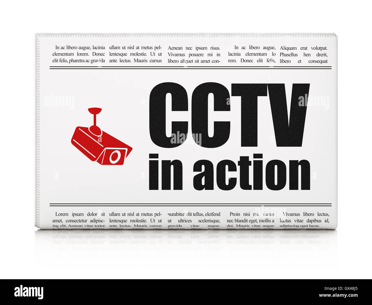Safety news concept: newspaper with CCTV In action and Cctv Came Stock ...