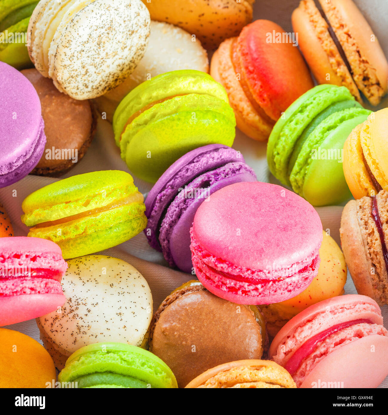 traditional french colorful macarons in a box Stock Photo - Alamy
