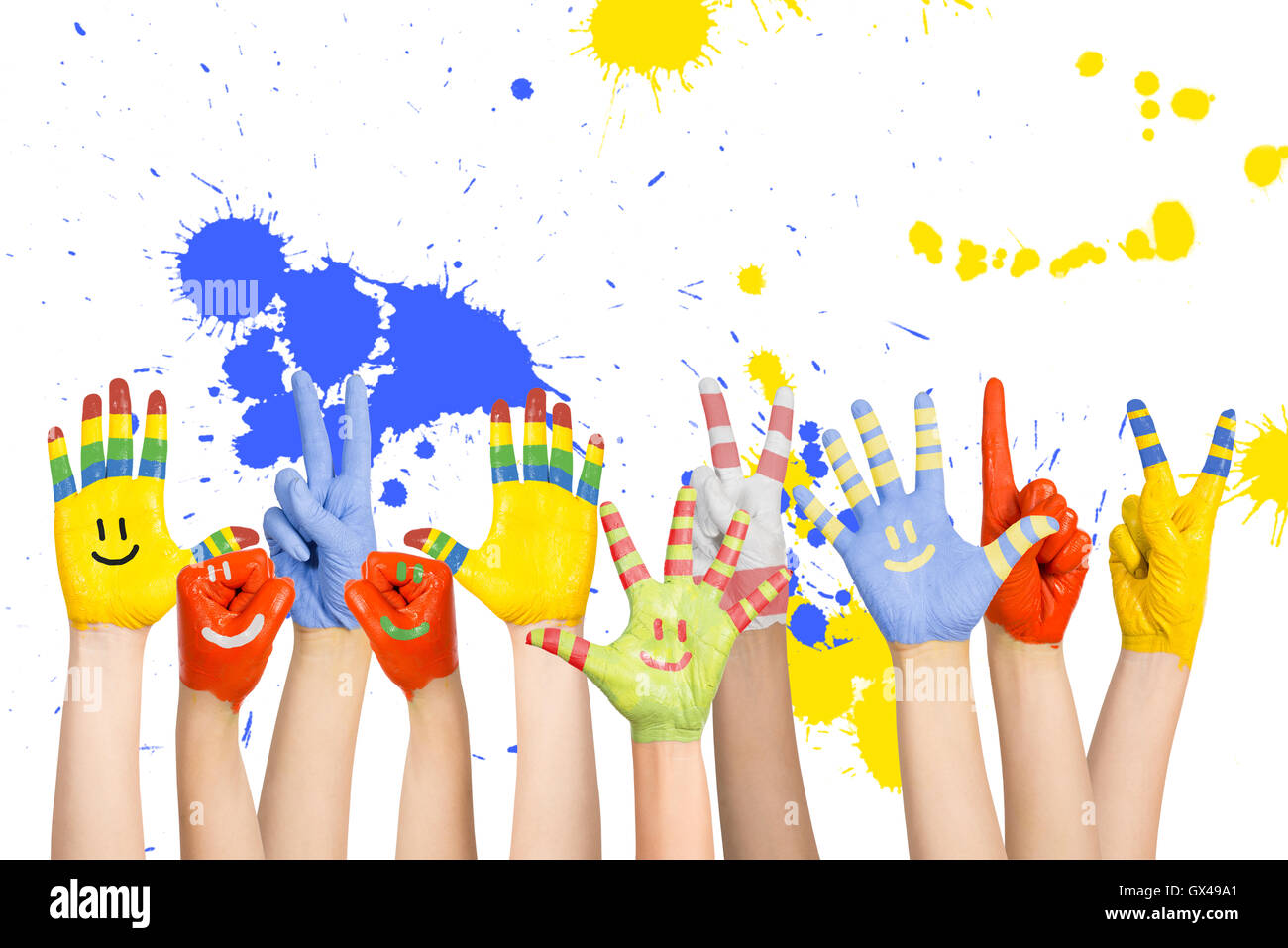 painted children's hands Stock Photo - Alamy