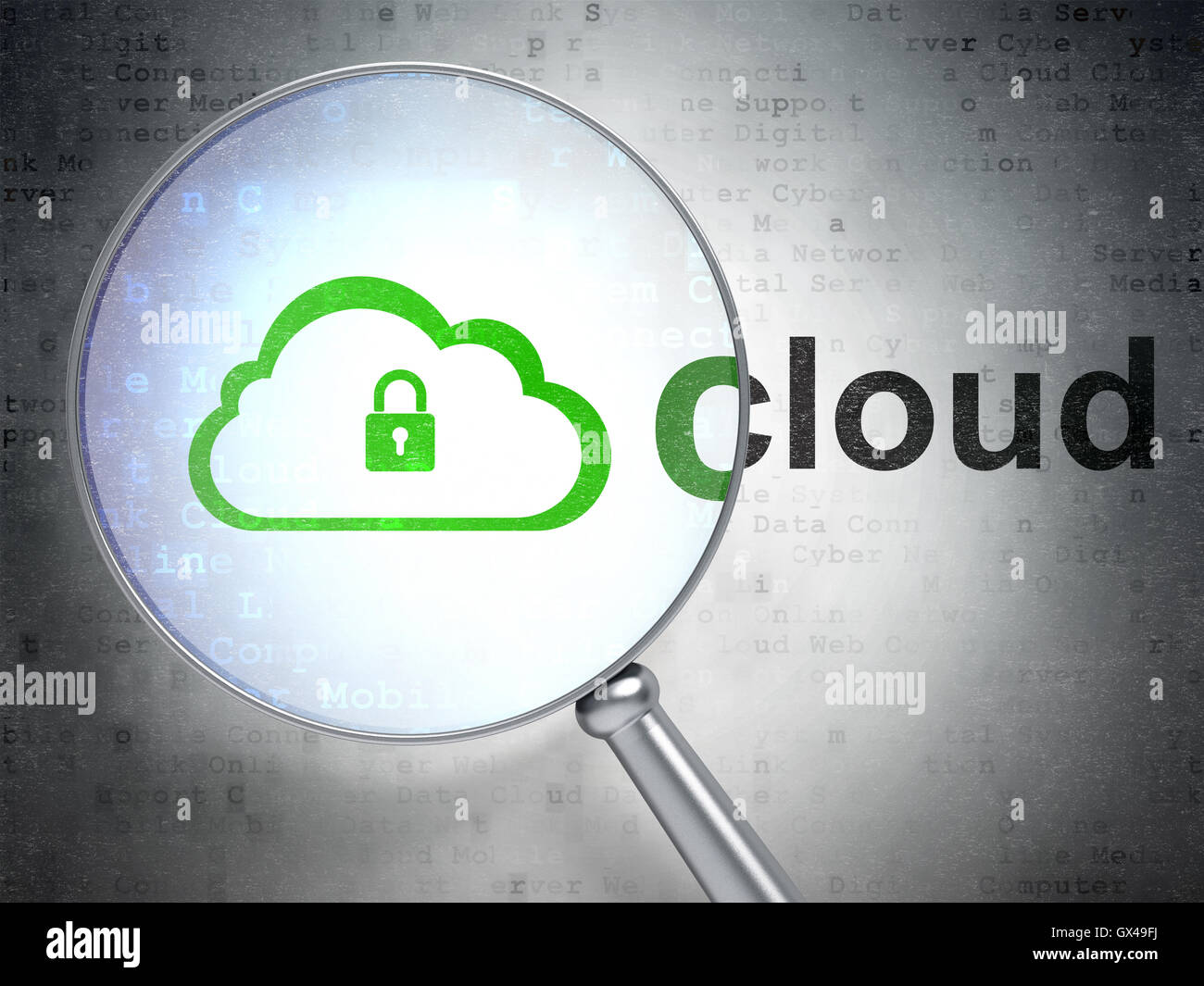 Cloud technology concept: Cloud With Padlock and Cloud with opti Stock ...