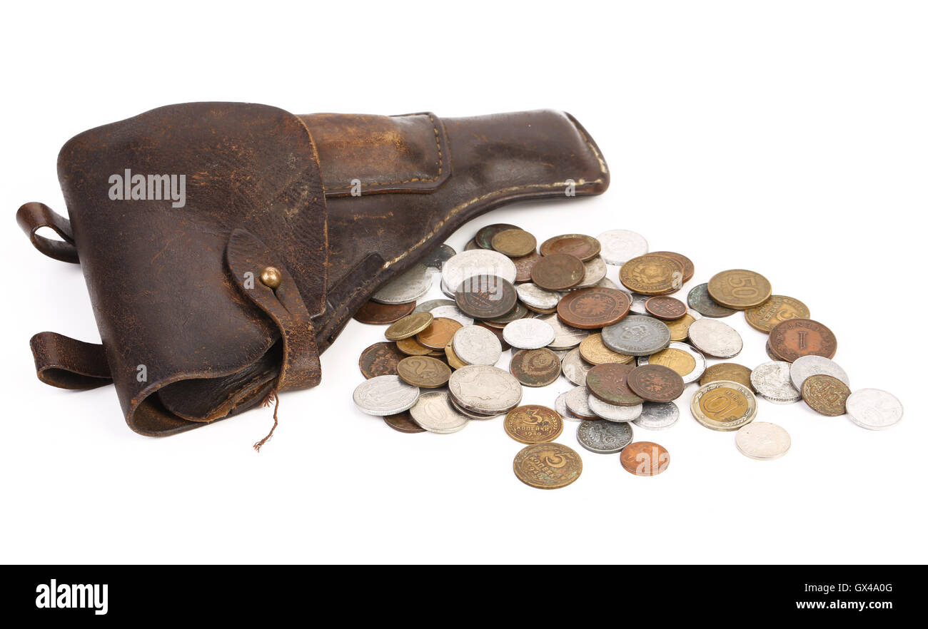 Gun and coins Stock Photo - Alamy