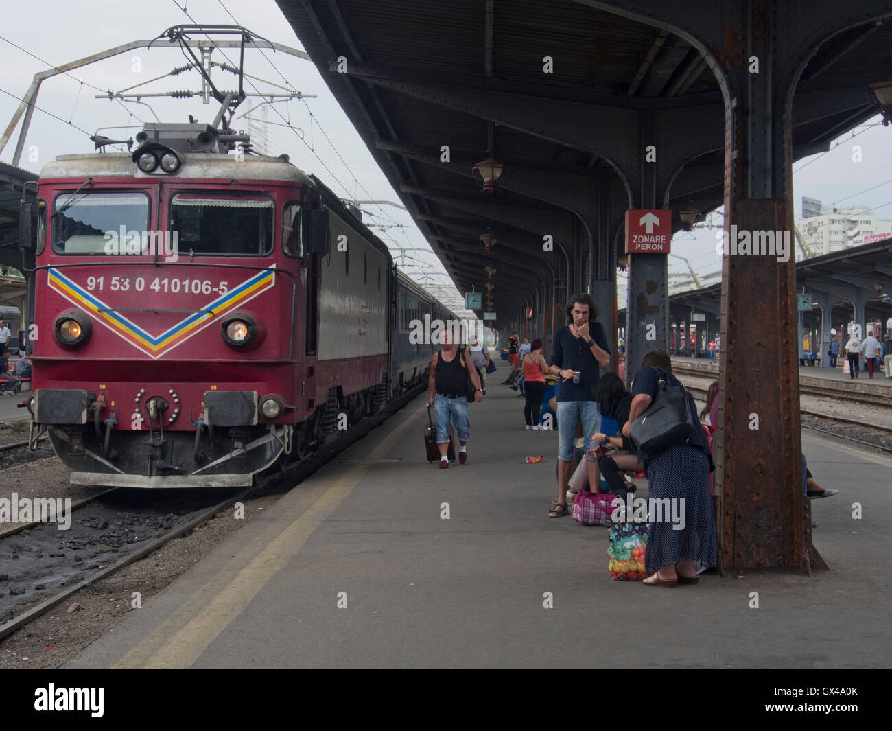 Passengers at platform at the Bucharest Nord train station. Romania ...